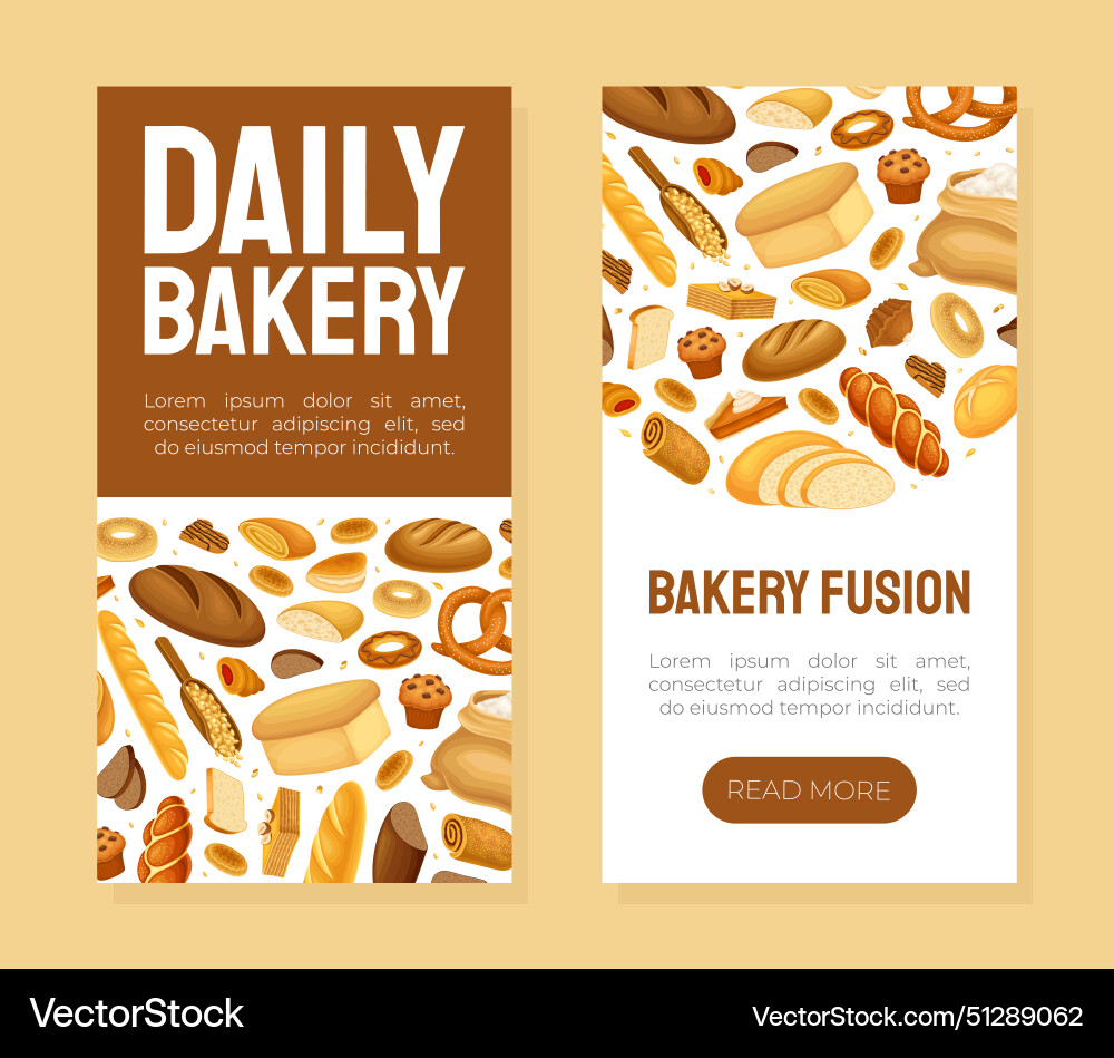 Fresh bakery banner design with baked pastry Vector Image