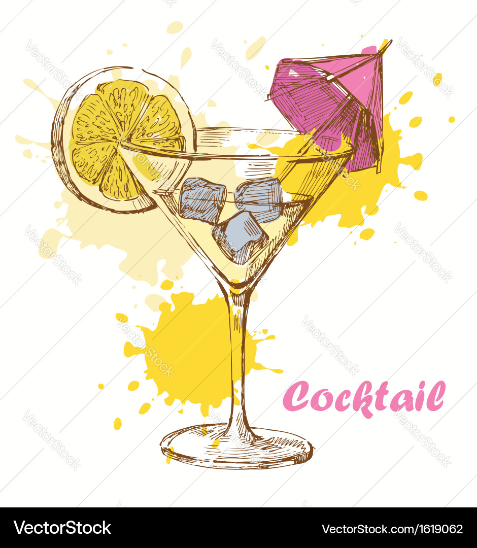 Hand draw cocktail Royalty Free Vector Image - VectorStock