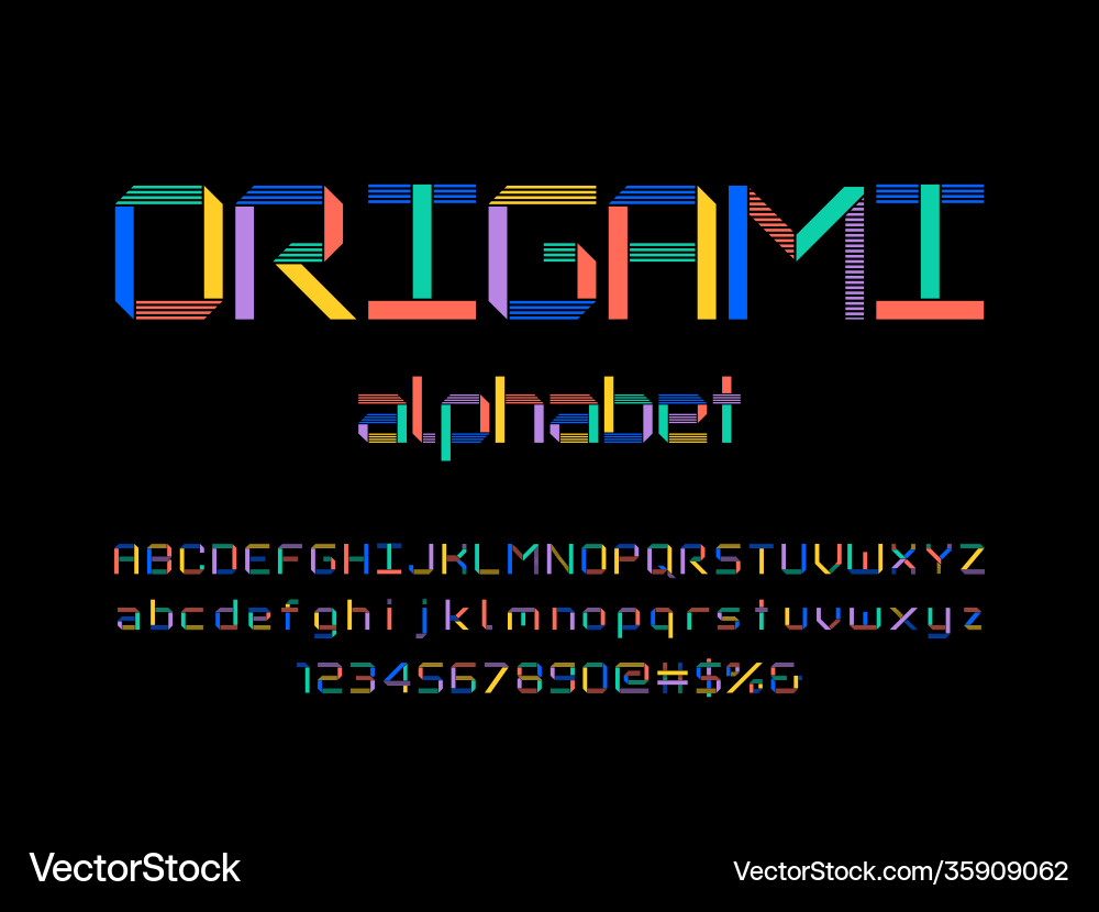 Origami font Royalty Free Vector Image - VectorStock