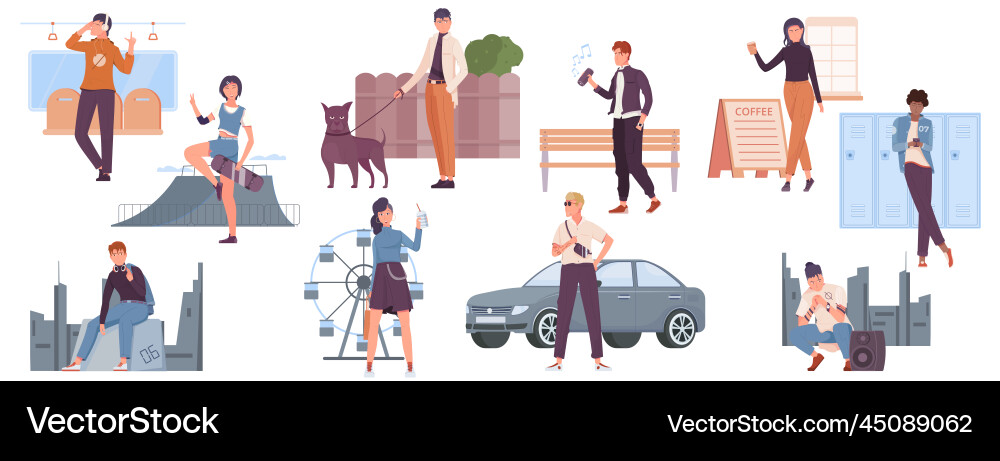 Relaxed People Lifestyle Set Royalty Free Vector Image