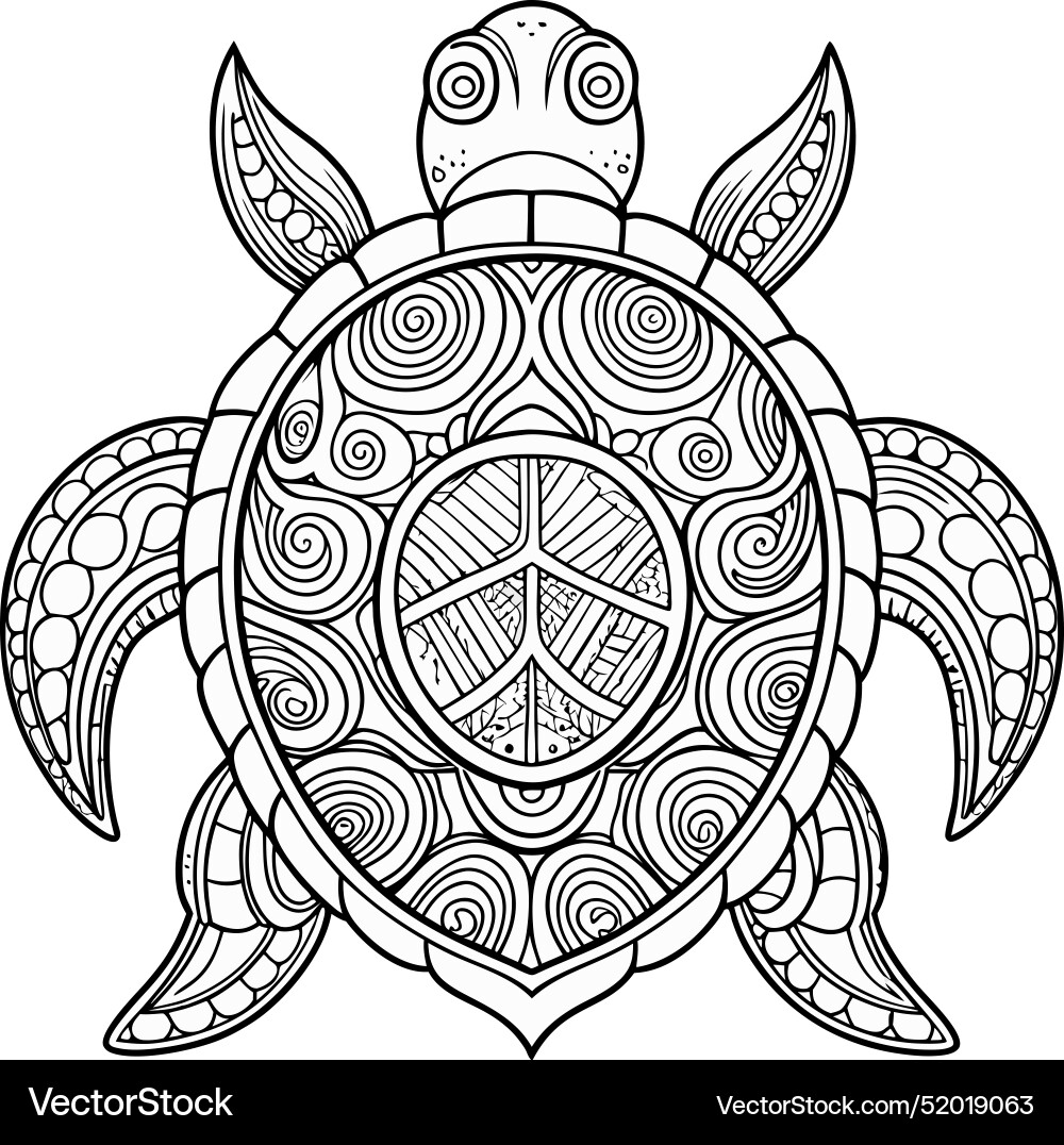 Beautiful turtle mandala arts isolated on white Vector Image