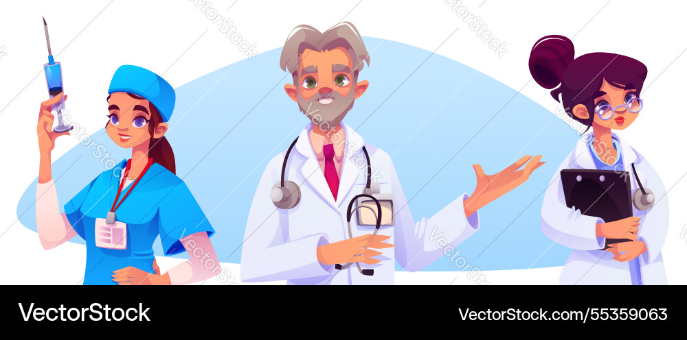 Doctors team isolated on white background Vector Image