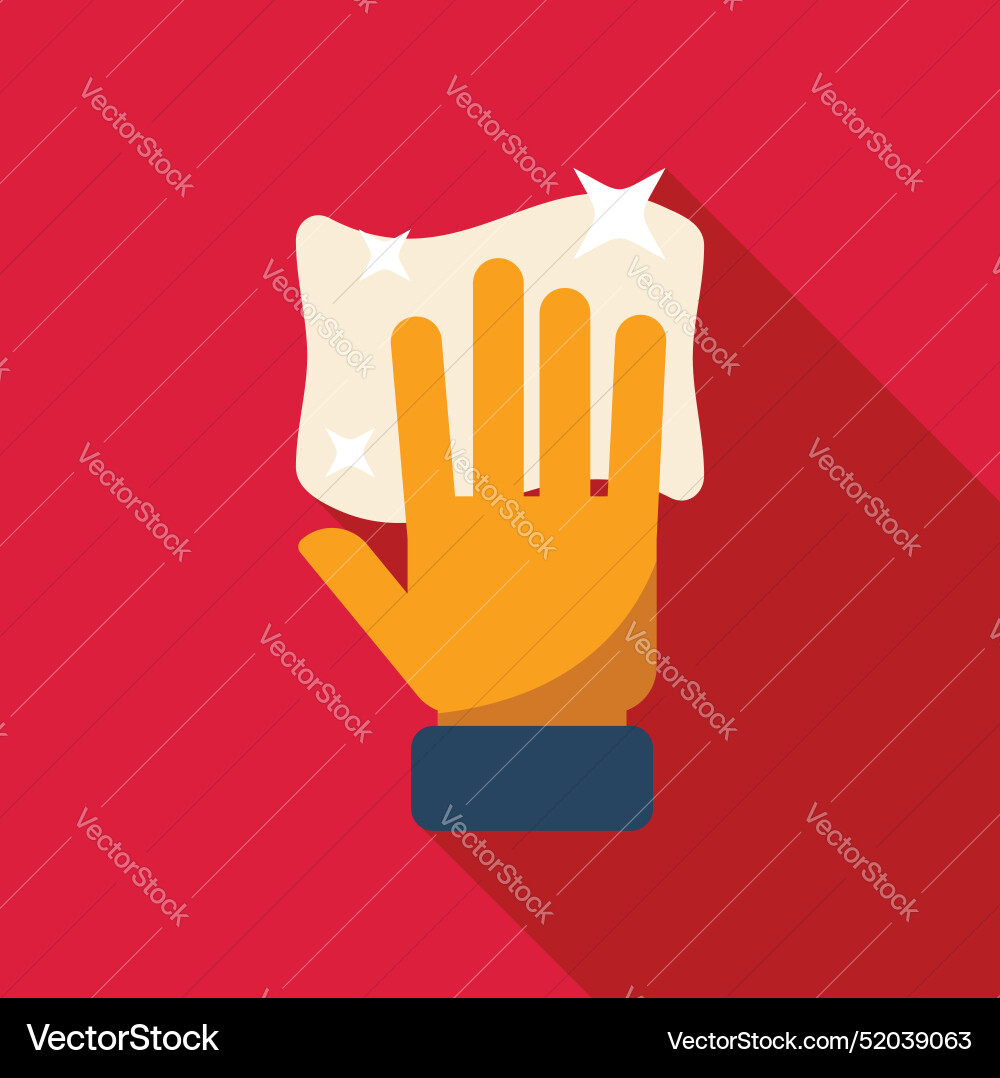 Hand holding cleaning cloth wiping surface Vector Image