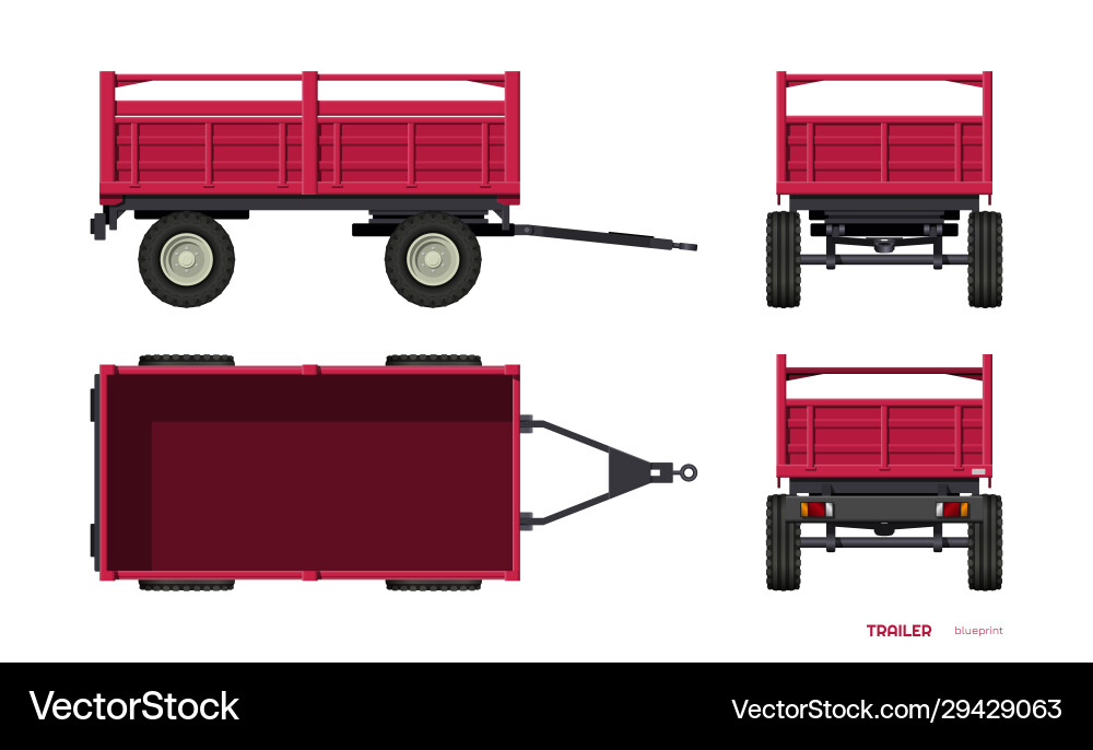 Isolated tractor trailer side front back top Vector Image
