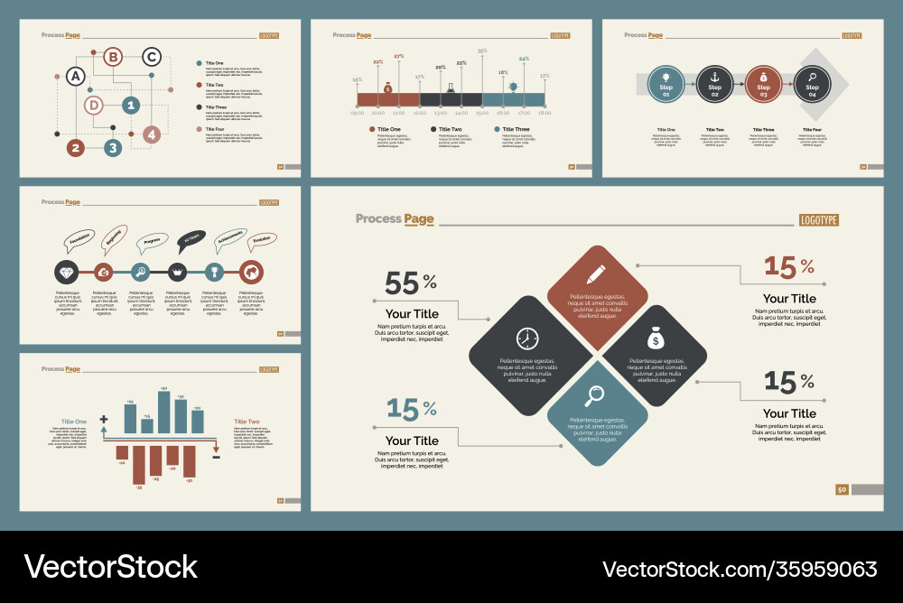 Six statistics diagrams templates set Royalty Free Vector