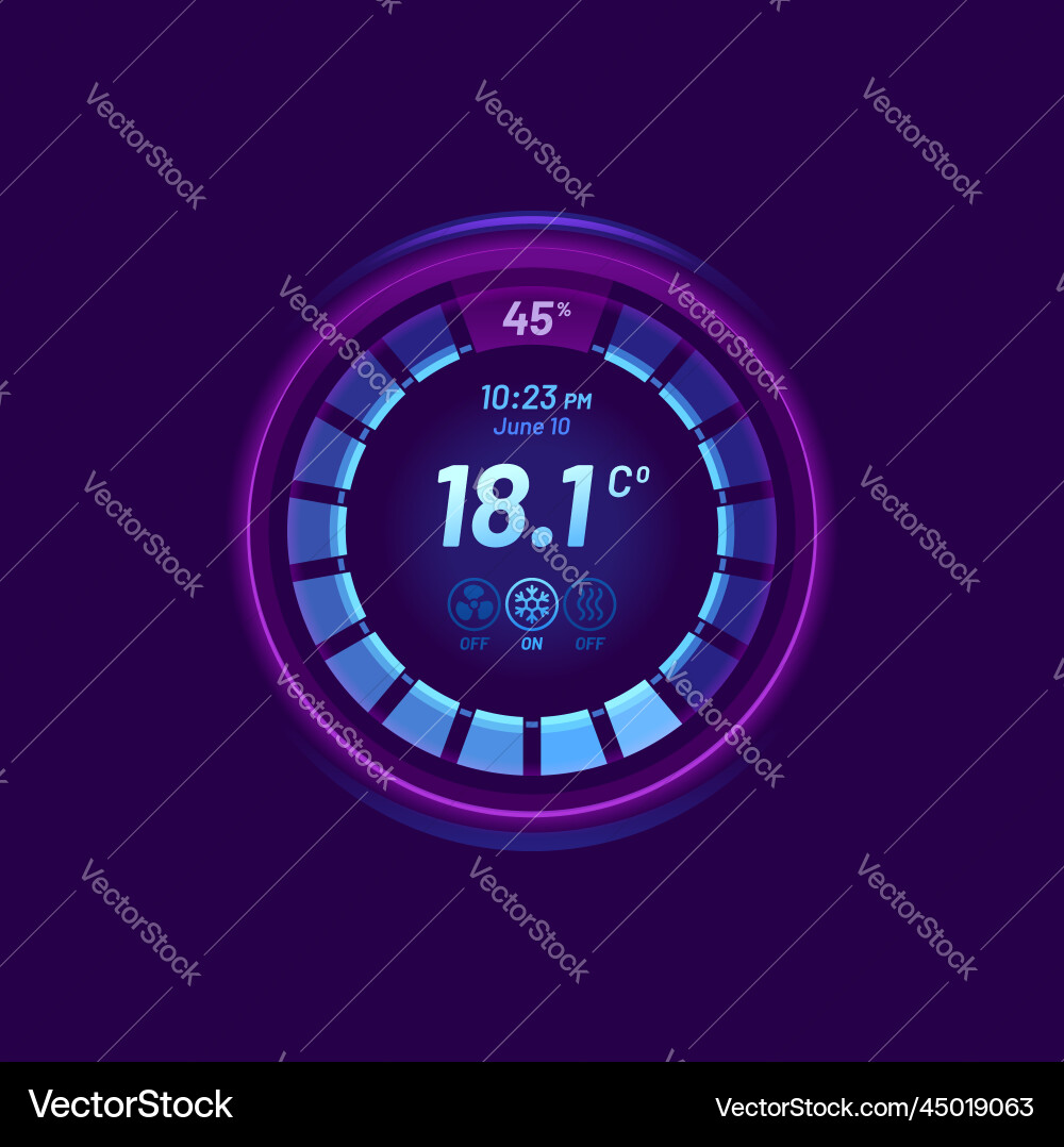 Smart thermostat control dial screen Royalty Free Vector