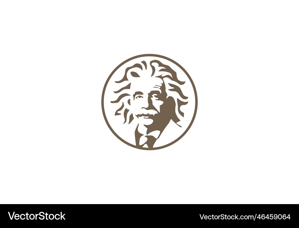 Albert einstein head logo Royalty Free Vector Image
