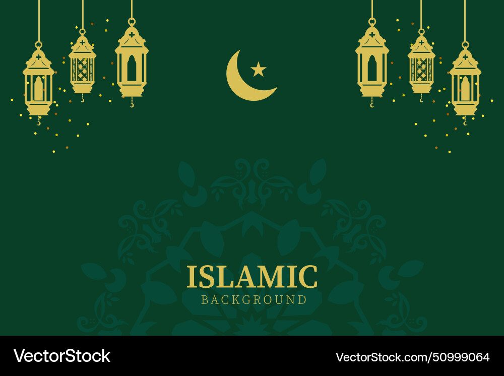 Blank islamic greeting card with lanterns Vector Image