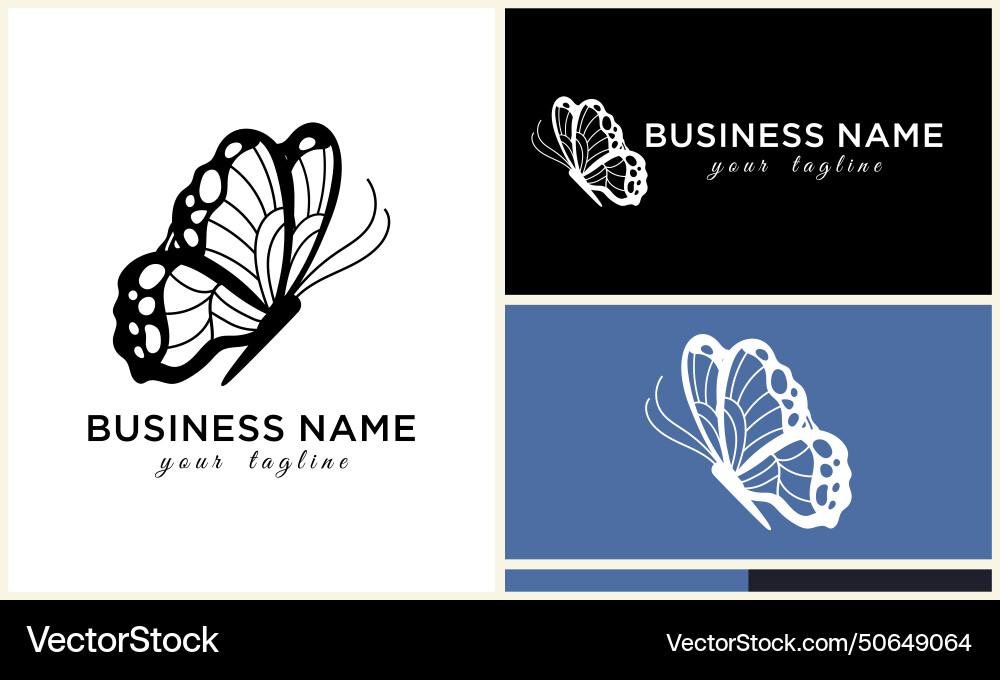 Butterfly line logo template Royalty Free Vector Image