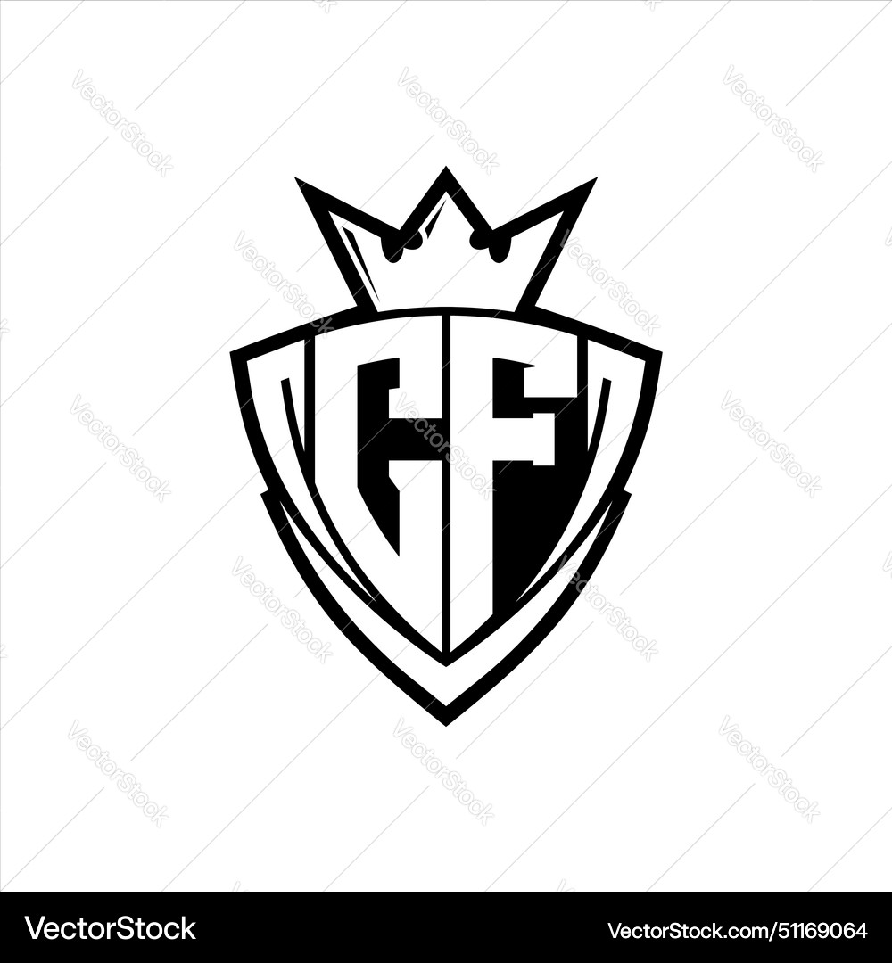 Cf letter logo with sharp triangle shield shape Vector Image