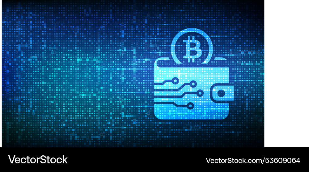 Crypto wallet icon with bitcoin made binary Vector Image