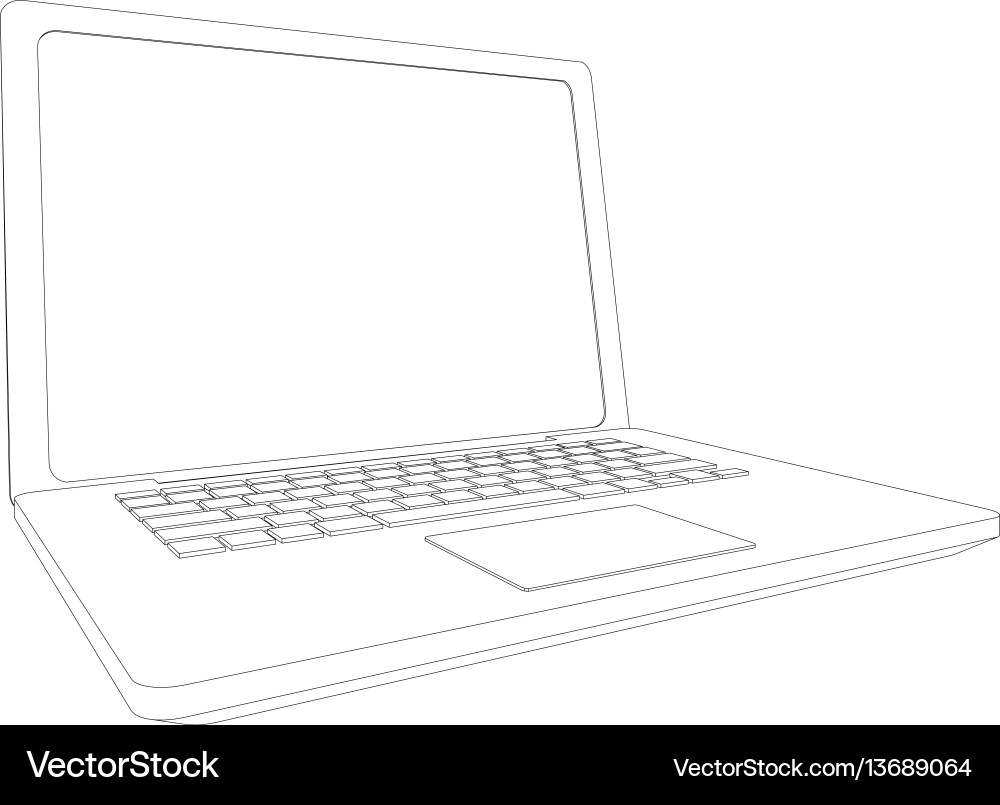 Drawing of wire-frame open laptop Royalty Free Vector Image