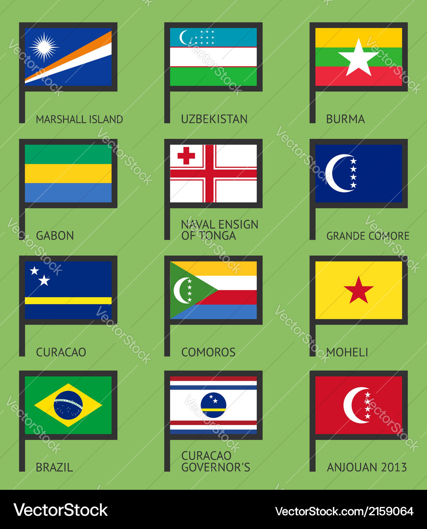 Flags flat set-11 Royalty Free Vector Image - VectorStock