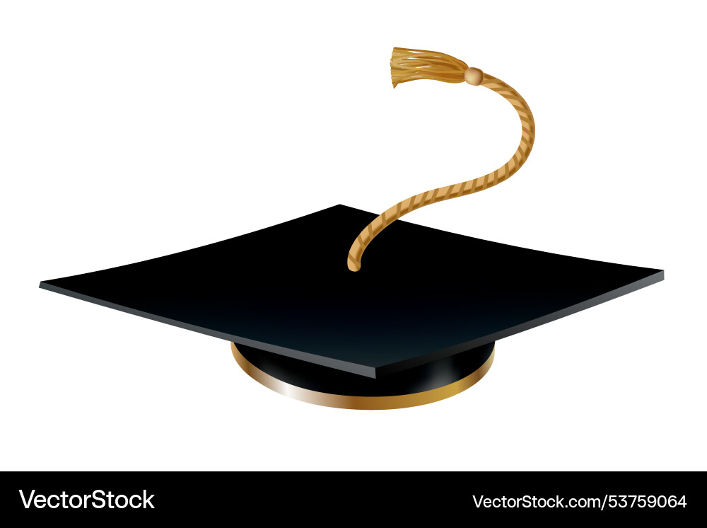 Graduation cap black educational student hat Vector Image