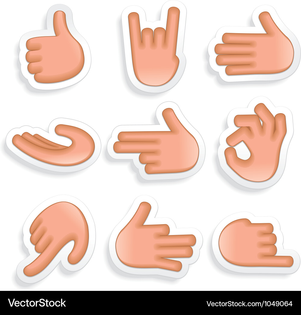 Hand gestures icon set 1 Royalty Free Vector Image