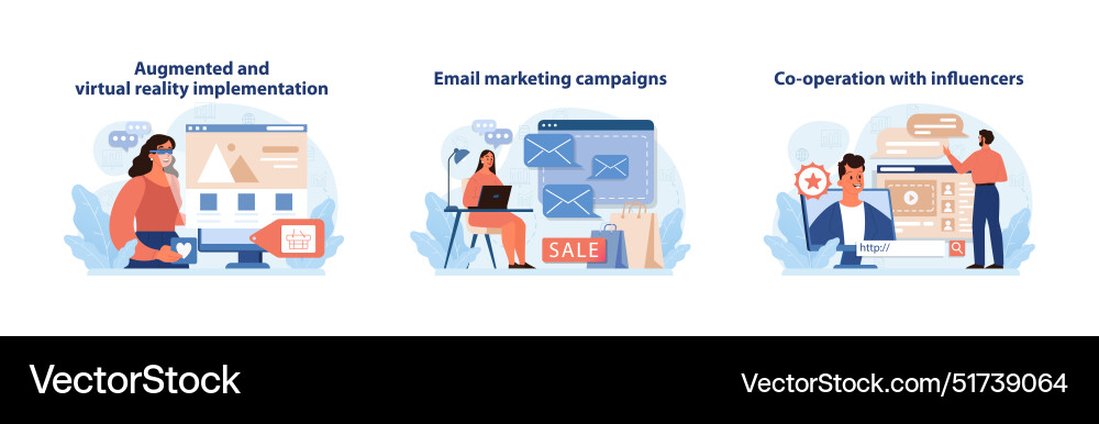 Interactive engagement strategies set a vivid Vector Image