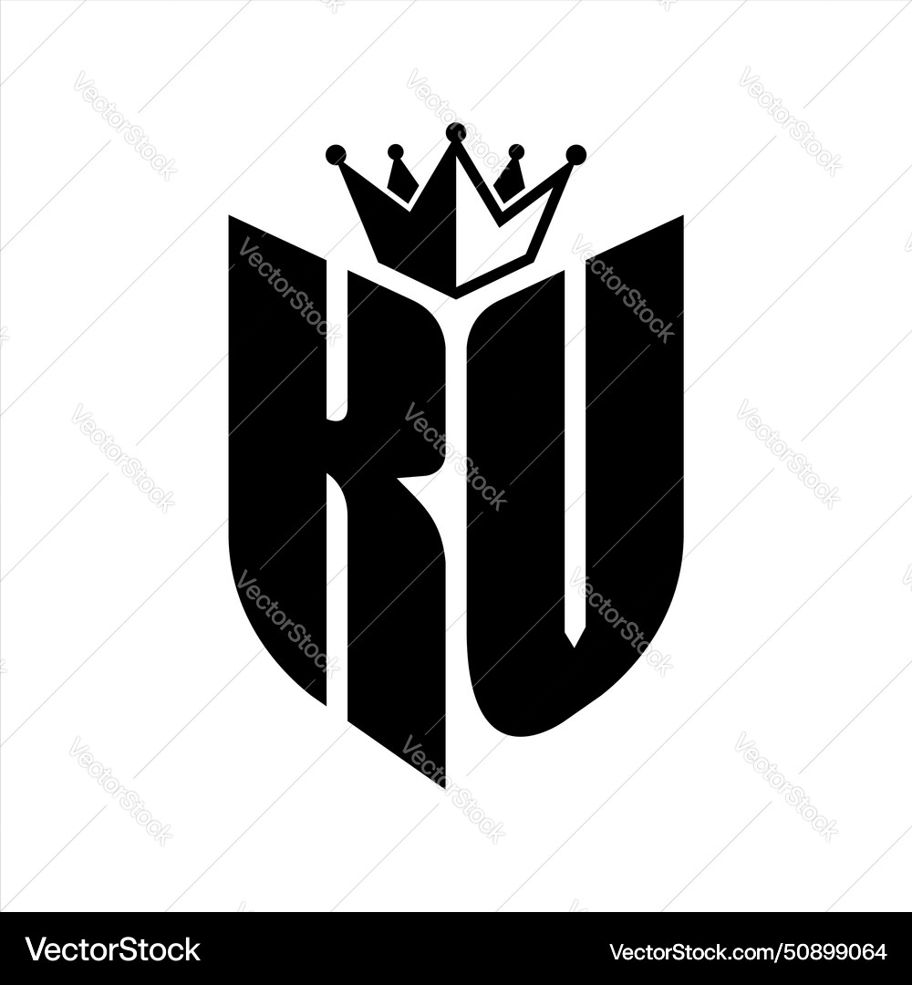 Kv letter monogram with shield shape crown Vector Image