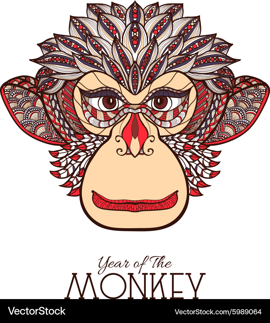 Monkey color face Royalty Free Vector Image - VectorStock