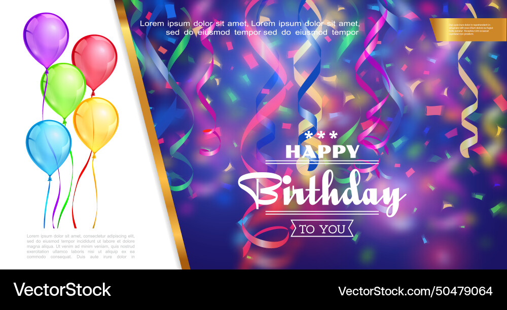 Realistic happy birthday template Royalty Free Vector Image