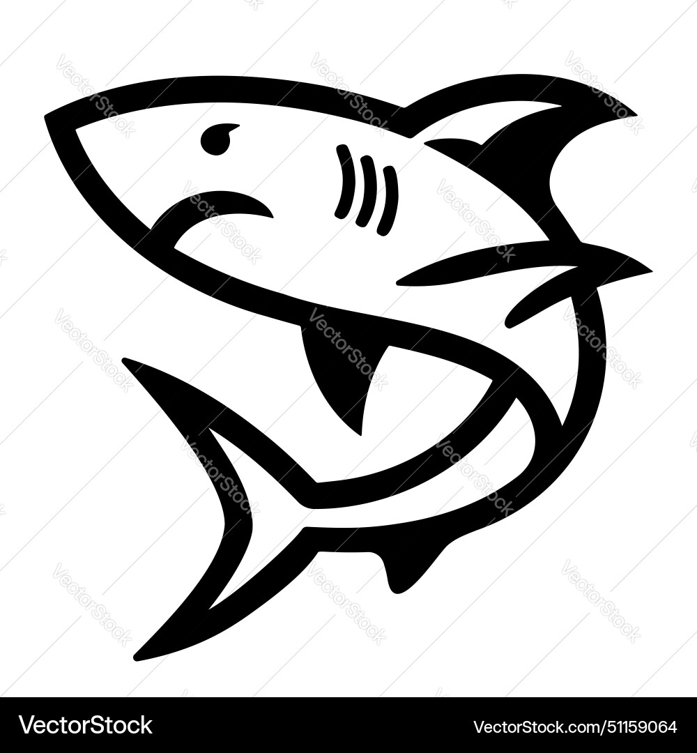 Shark logo icon outline Royalty Free Vector Image