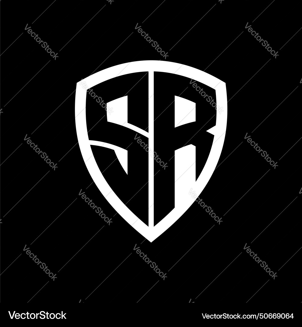 Sr monogram logo with bold letters shield shape Vector Image