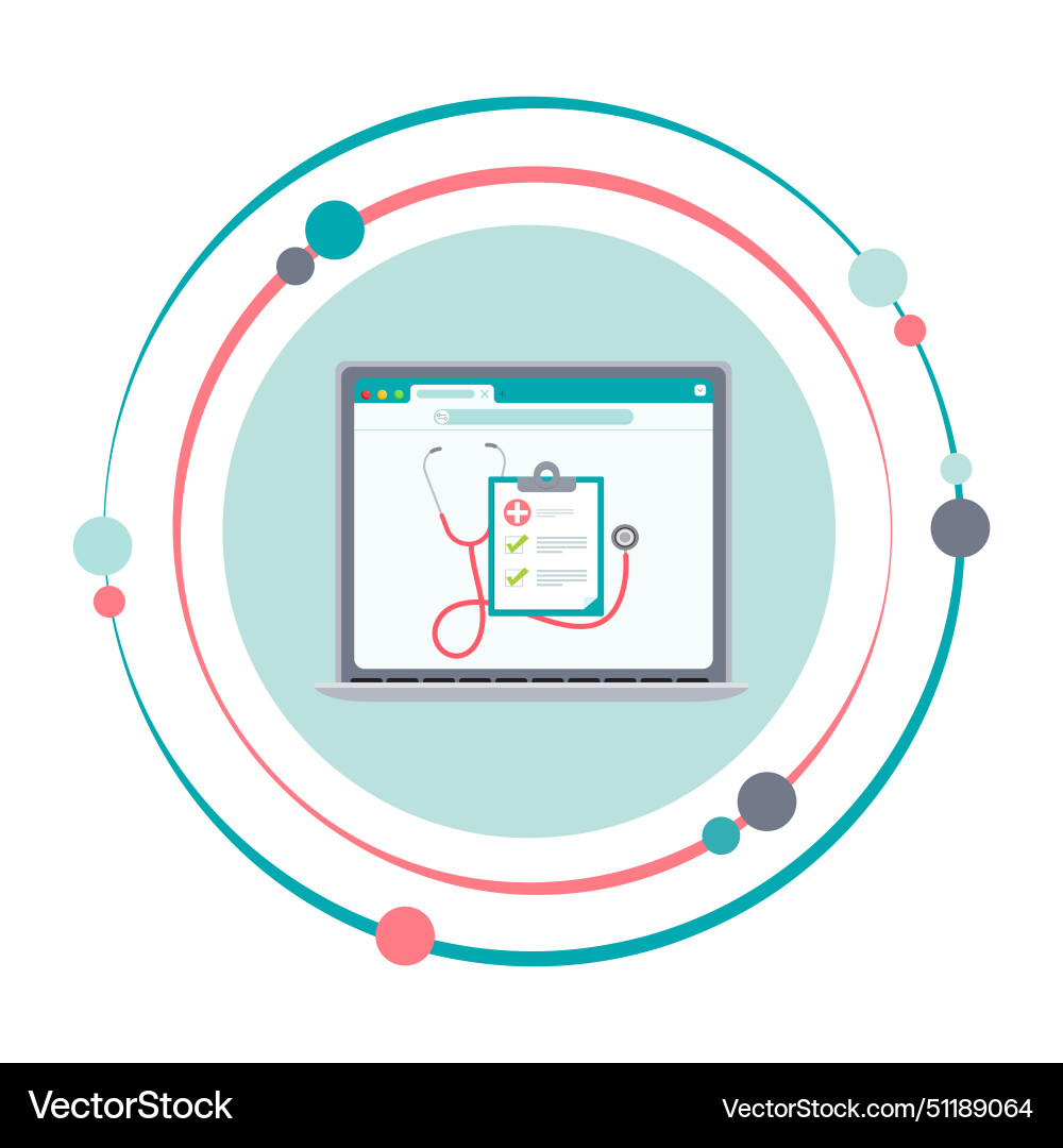 Stethoscope laptop icon Royalty Free Vector Image