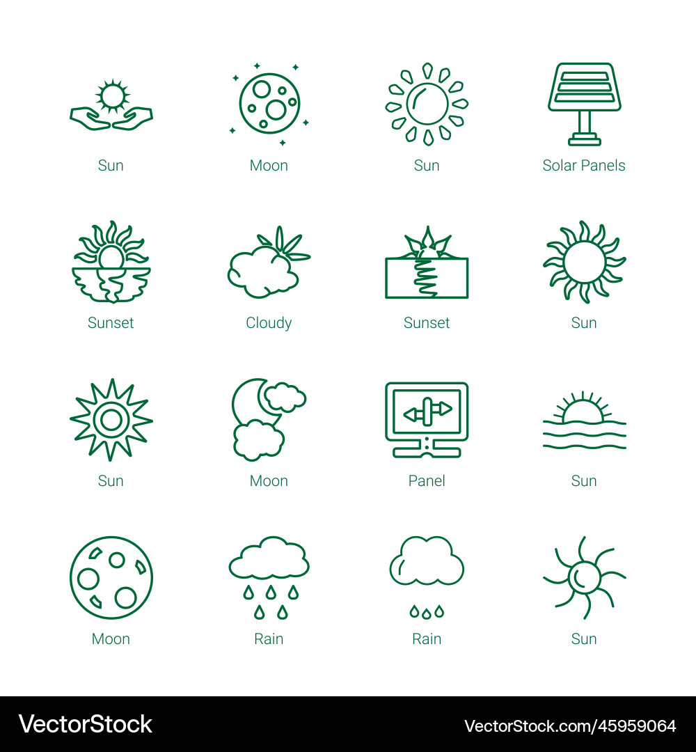 Sunlight icons Royalty Free Vector Image - VectorStock