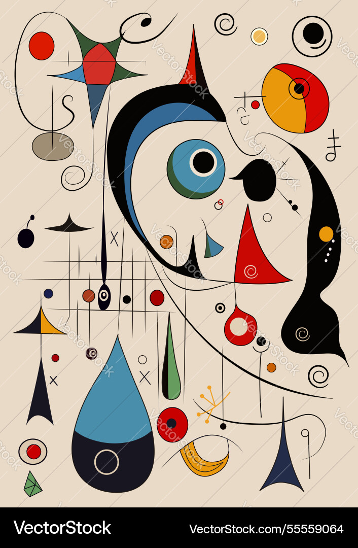 Surreal art in joan miro style Royalty Free Vector Image