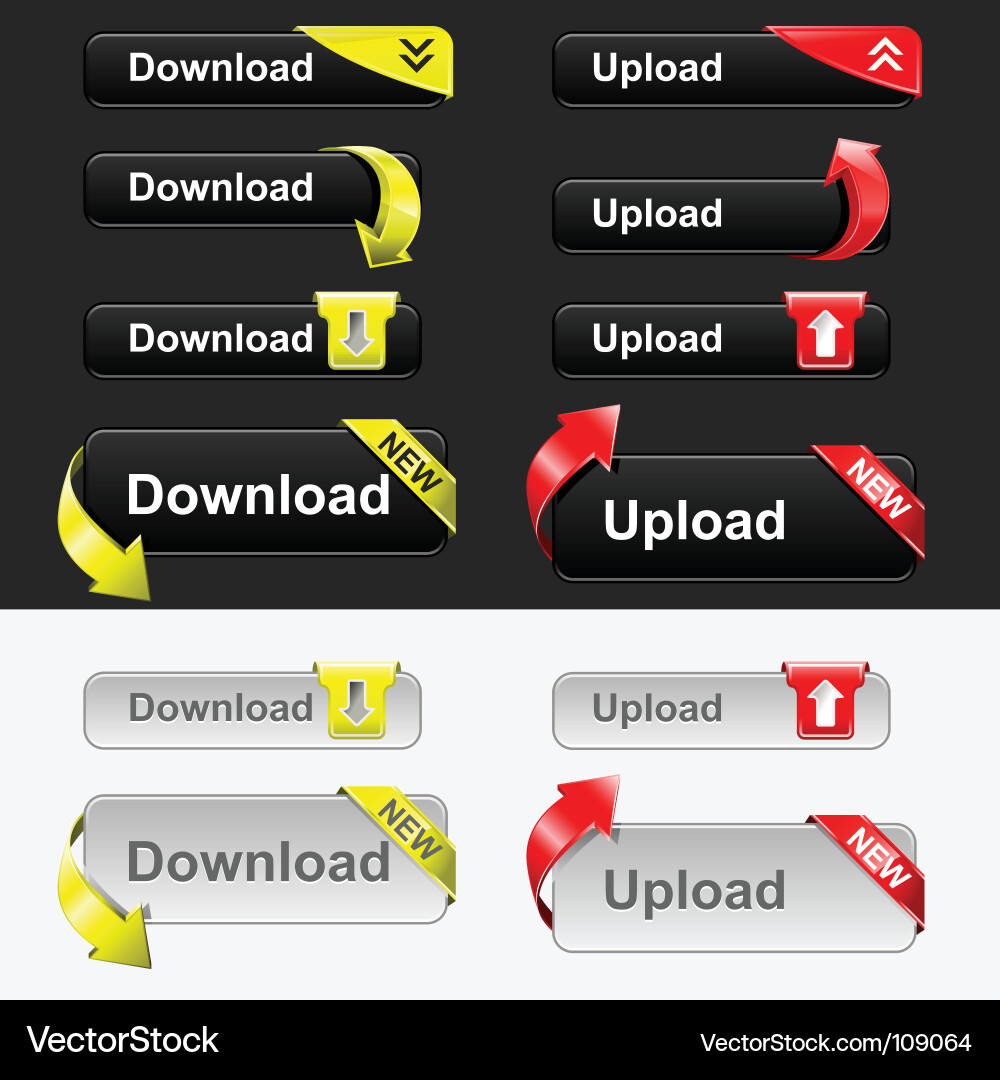 Upload and download button set Royalty Free Vector Image