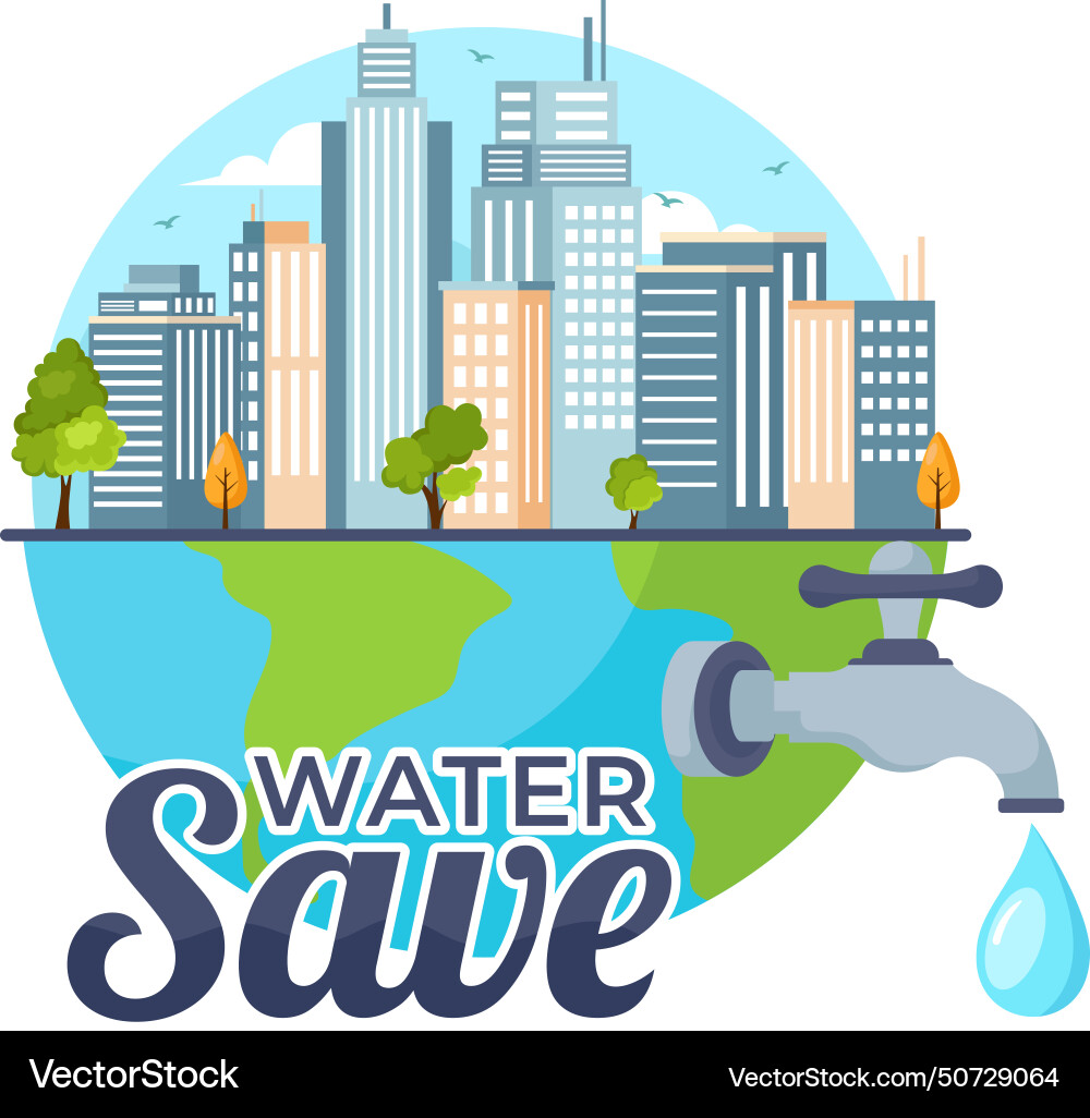 Water saving for mineral savings campaign Vector Image