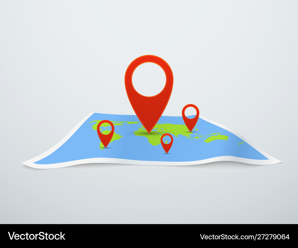 World map with pin earth location Royalty Free Vector Image
