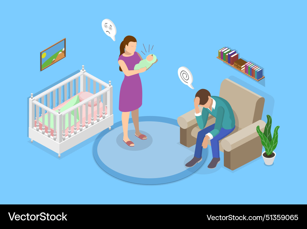 3d isometric flat of depressed Royalty Free Vector Image