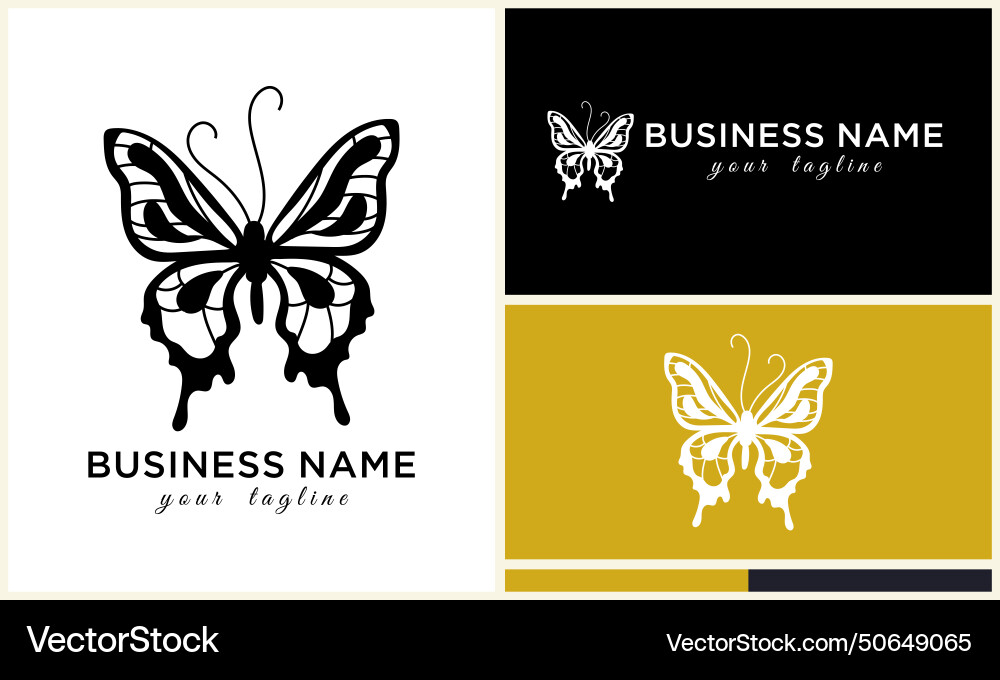 Butterfly line logo template Royalty Free Vector Image
