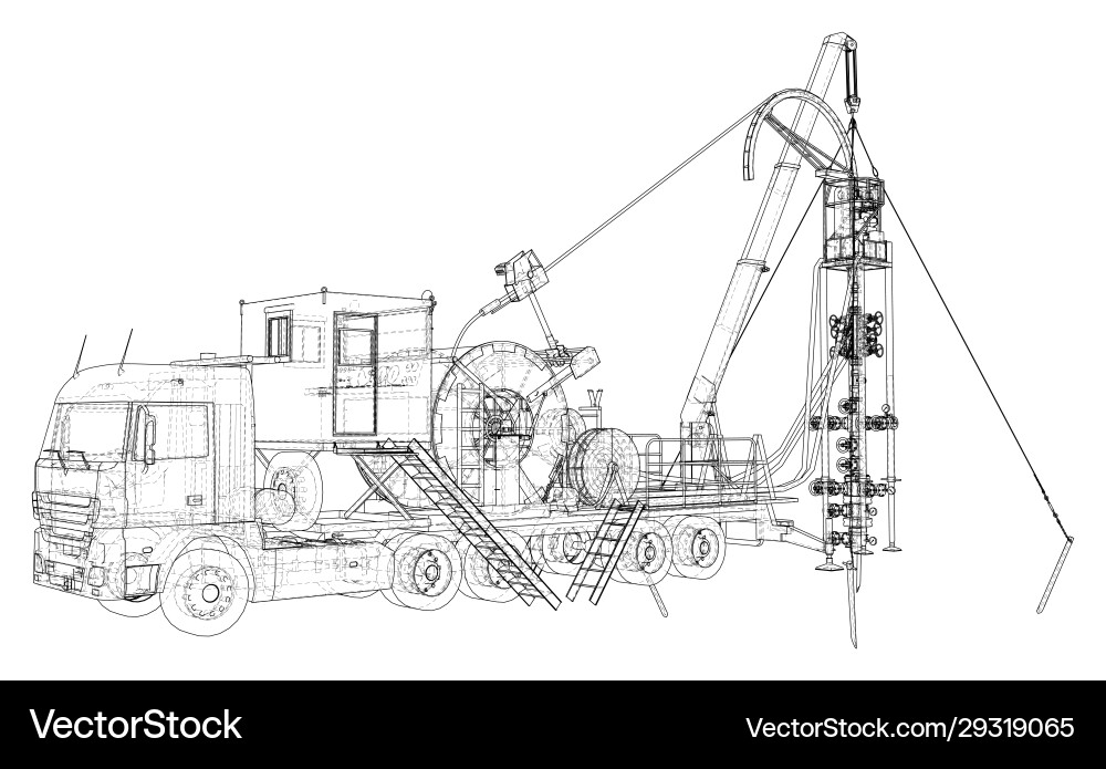 Coil tubing wire-frame line isolated on white Vector Image