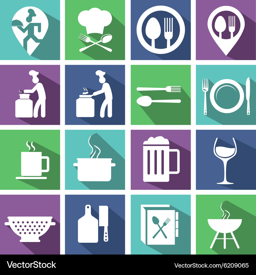 Cooking and kitchen icons Royalty Free Vector Image
