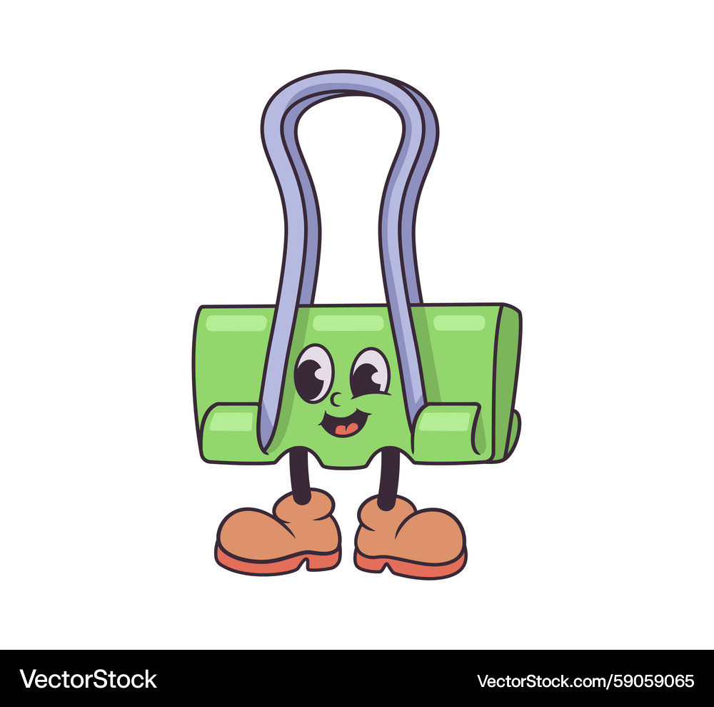 Cute cartoon binder clip character with smile Vector Image