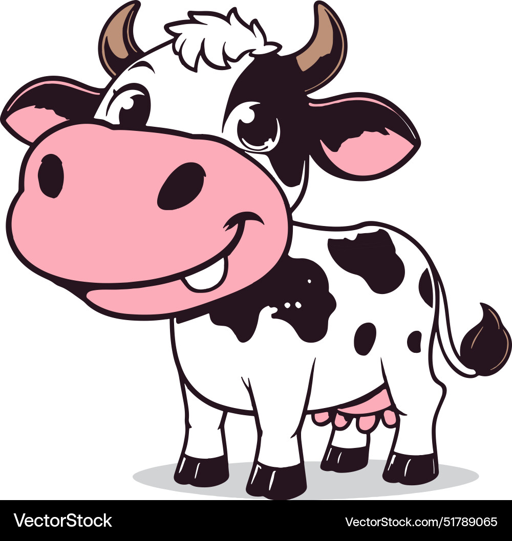 Cute cow cartoon icon Royalty Free Vector Image