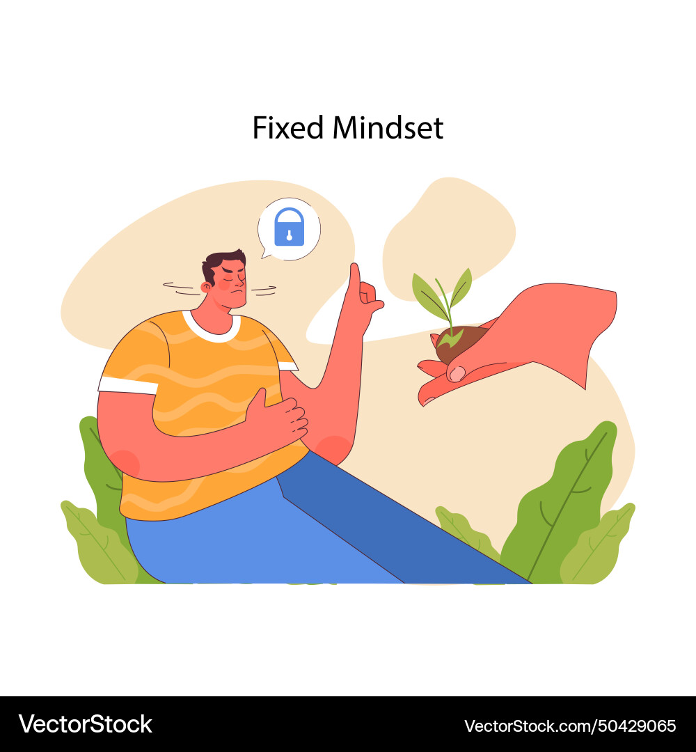Fixed mindset concept flat Royalty Free Vector Image