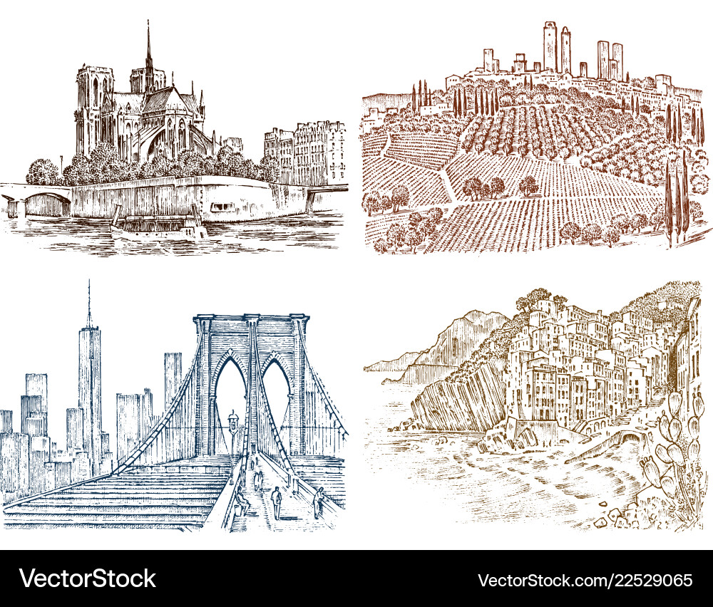 Historical architecture with buildings Royalty Free Vector