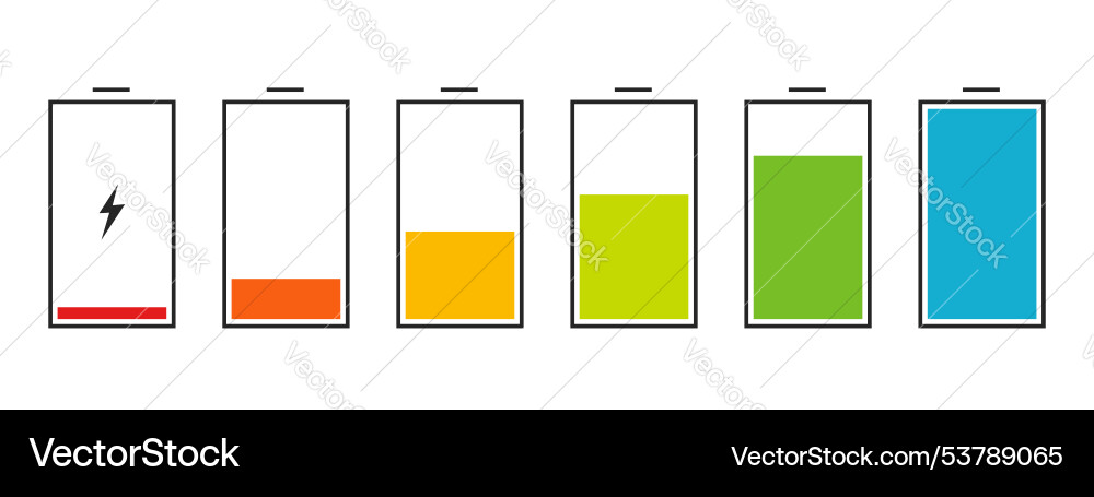 Phone battery charge status flat symbols set Vector Image