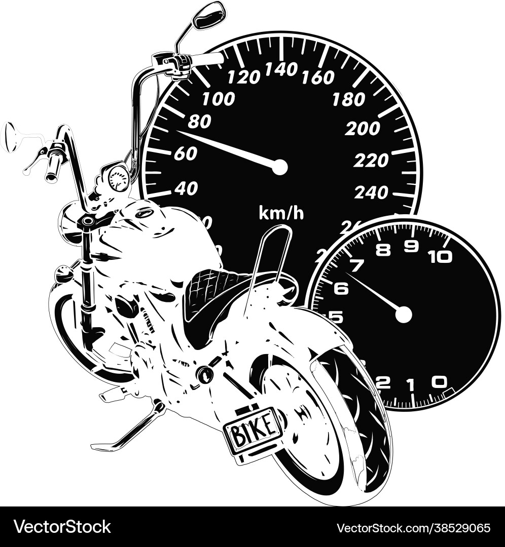 Silhouette custom motorcycle with speedometer Vector Image