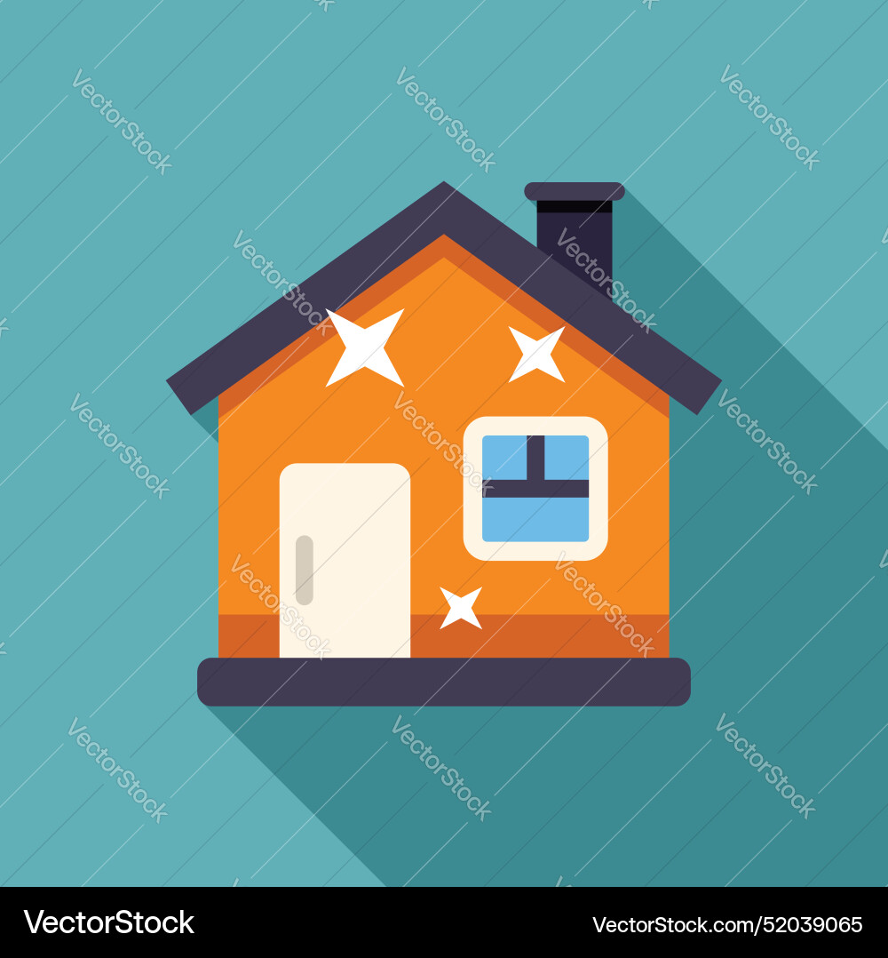 Small orange house shining clean with sparkling Vector Image