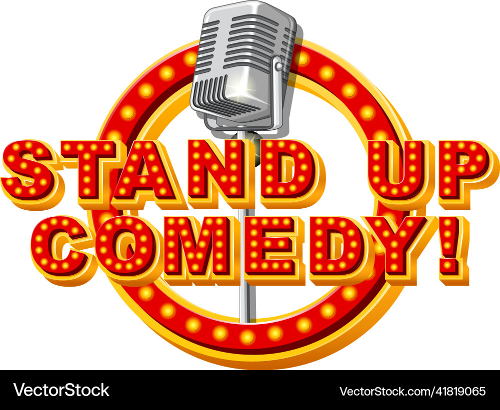 Stand up comedy logo with microphone Royalty Free Vector