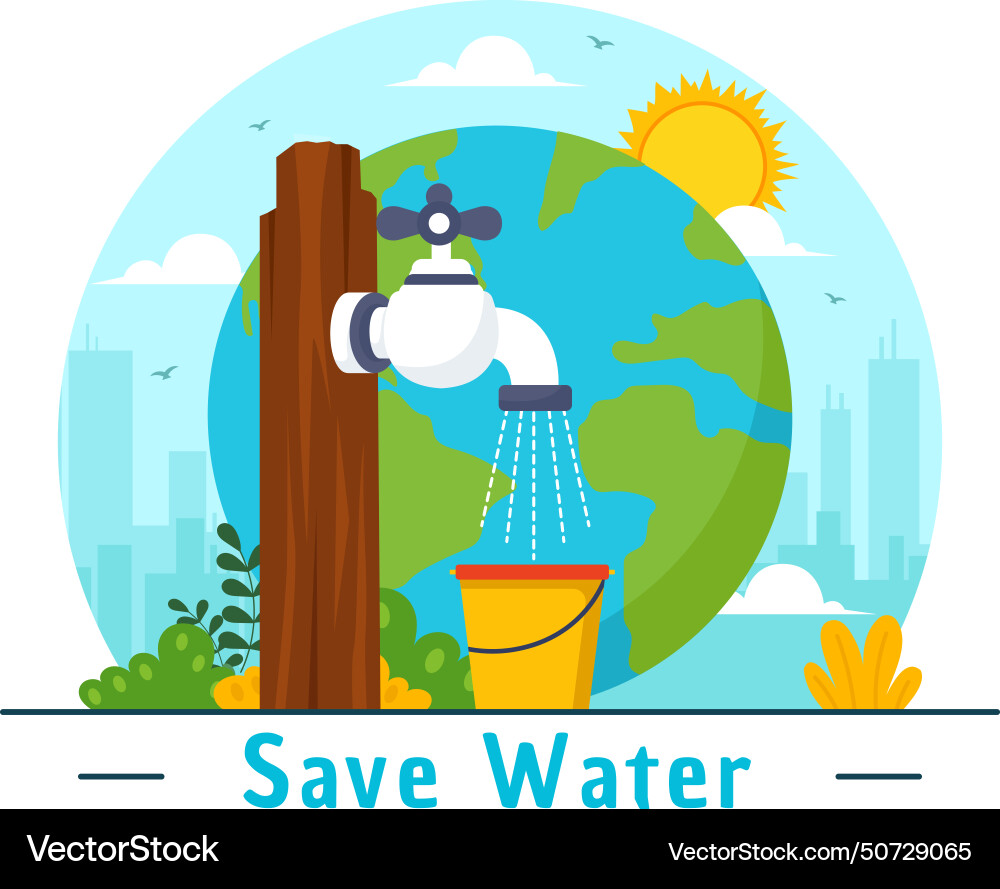 Water saving for mineral savings campaign Vector Image