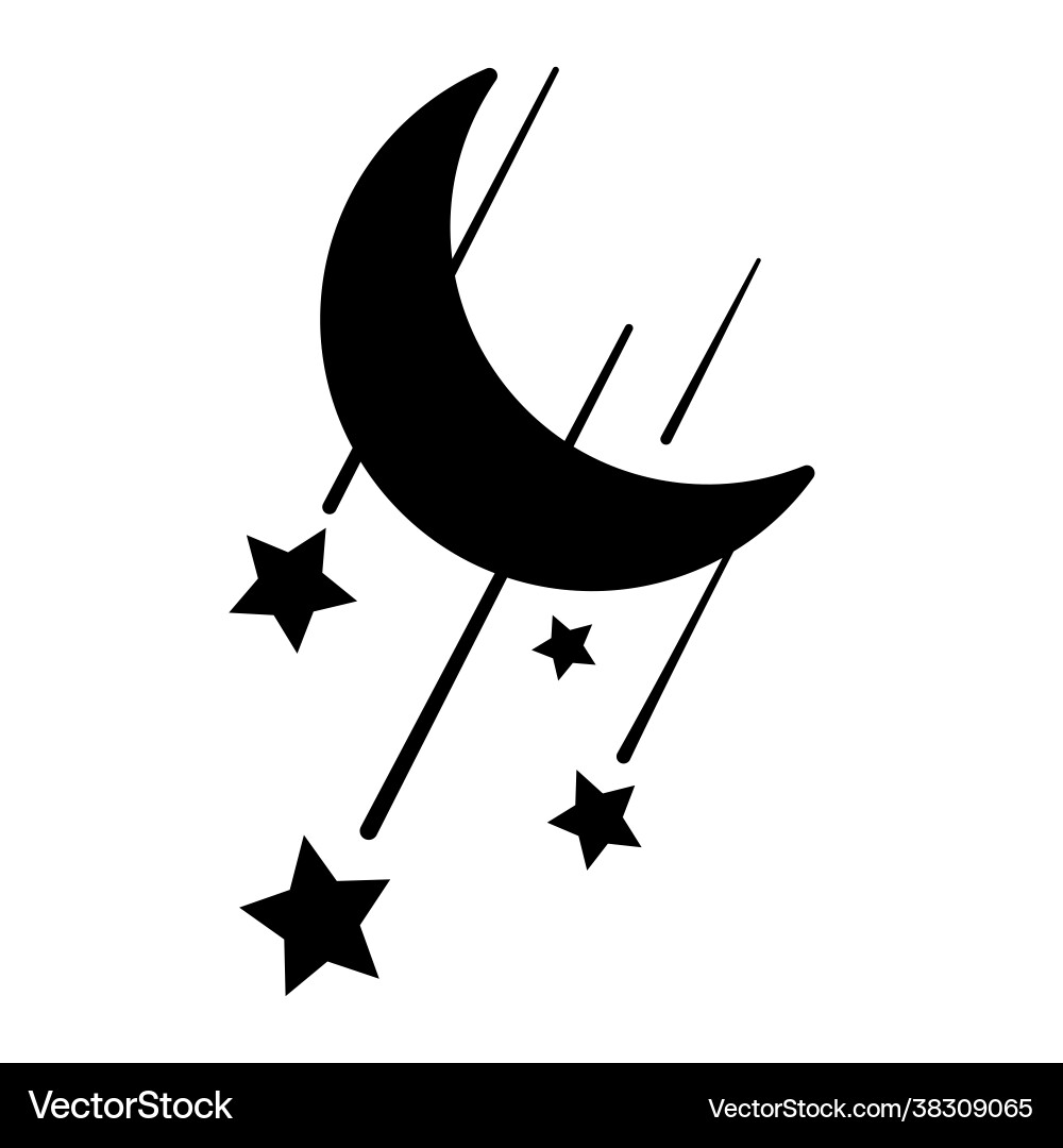 With crescent moon black Royalty Free Vector Image