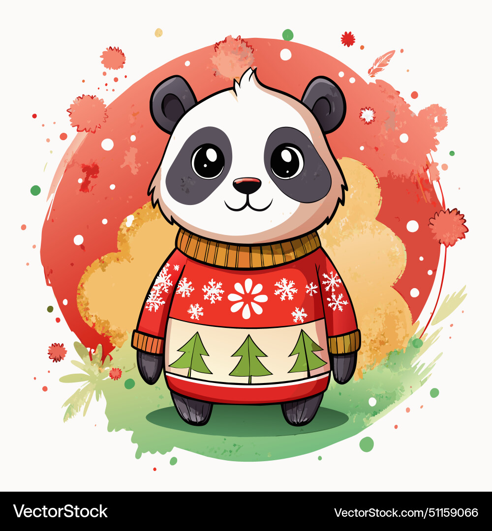 A cartoon panda wearing red sweater Royalty Free Vector