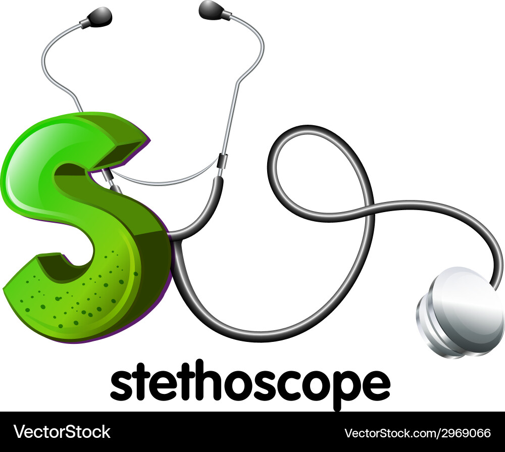 A letter s for stethoscope Royalty Free Vector Image