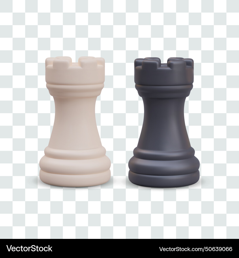Black and white chess rook realistic isolated Vector Image