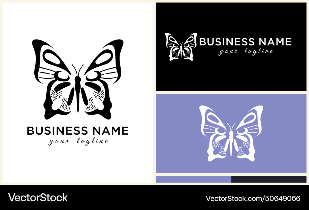 Butterfly line logo template Royalty Free Vector Image