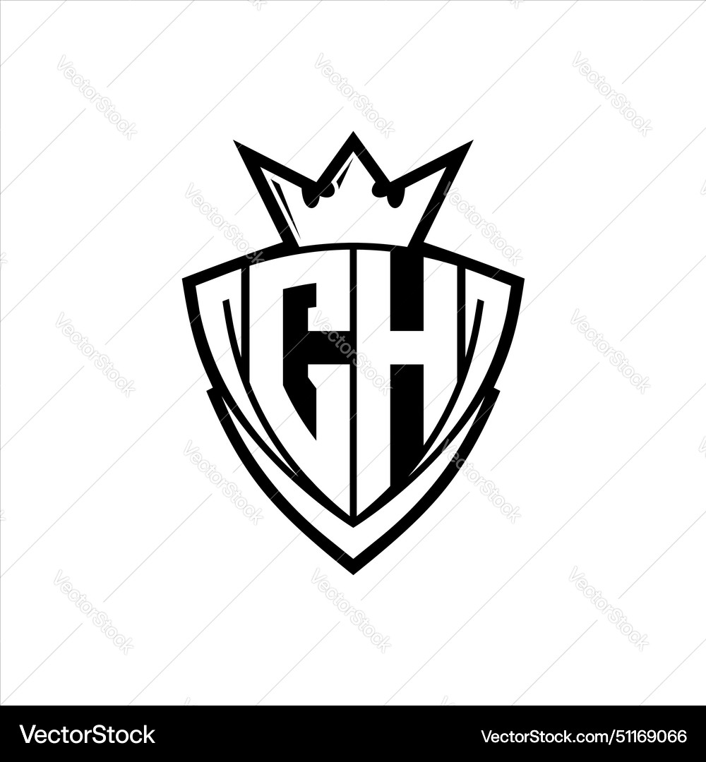 Ch letter logo with sharp triangle shield shape Vector Image